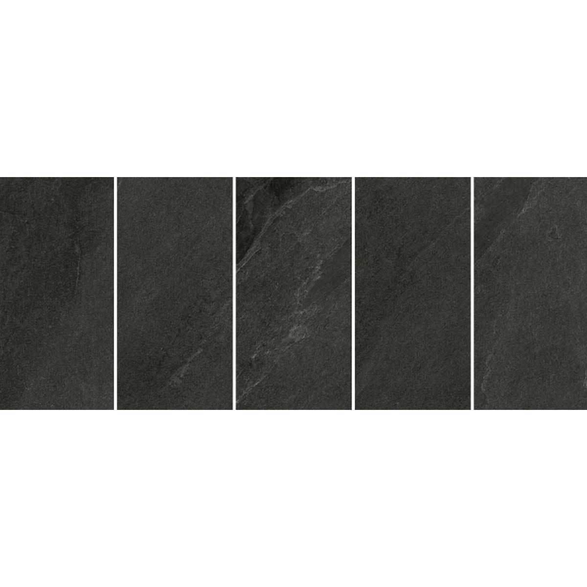 Nightfall Black - Matte Finish Porcelain Tile with Slate Look